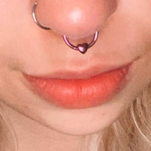Heart Nose Piercing Heart Septum Piercing Titanium Septum Ring 16G Tiny ...