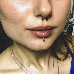 Flower Piercing Curved Lip Piercing Stainless Steel Piercing Jewelry ...