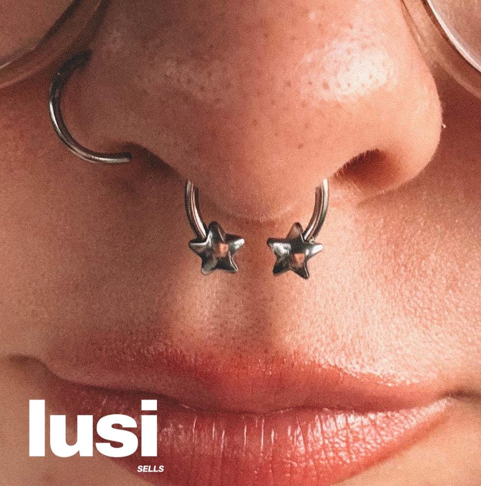Star Shaped Horseshoe Septum Ring Nose Piercing Face Jewelry Curved ...