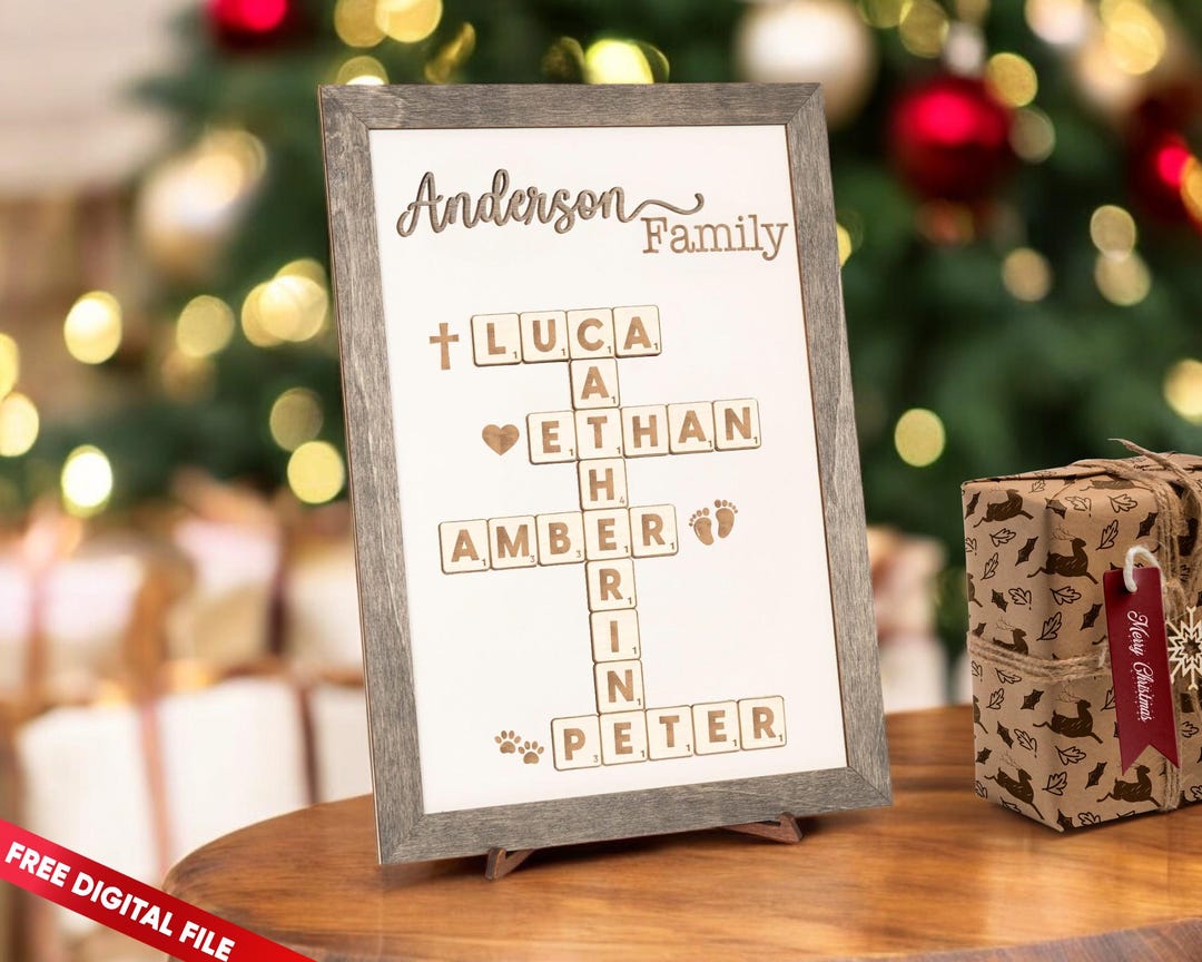 Personalized Family Name Crossword Sign, Scrabble Family Frame ...