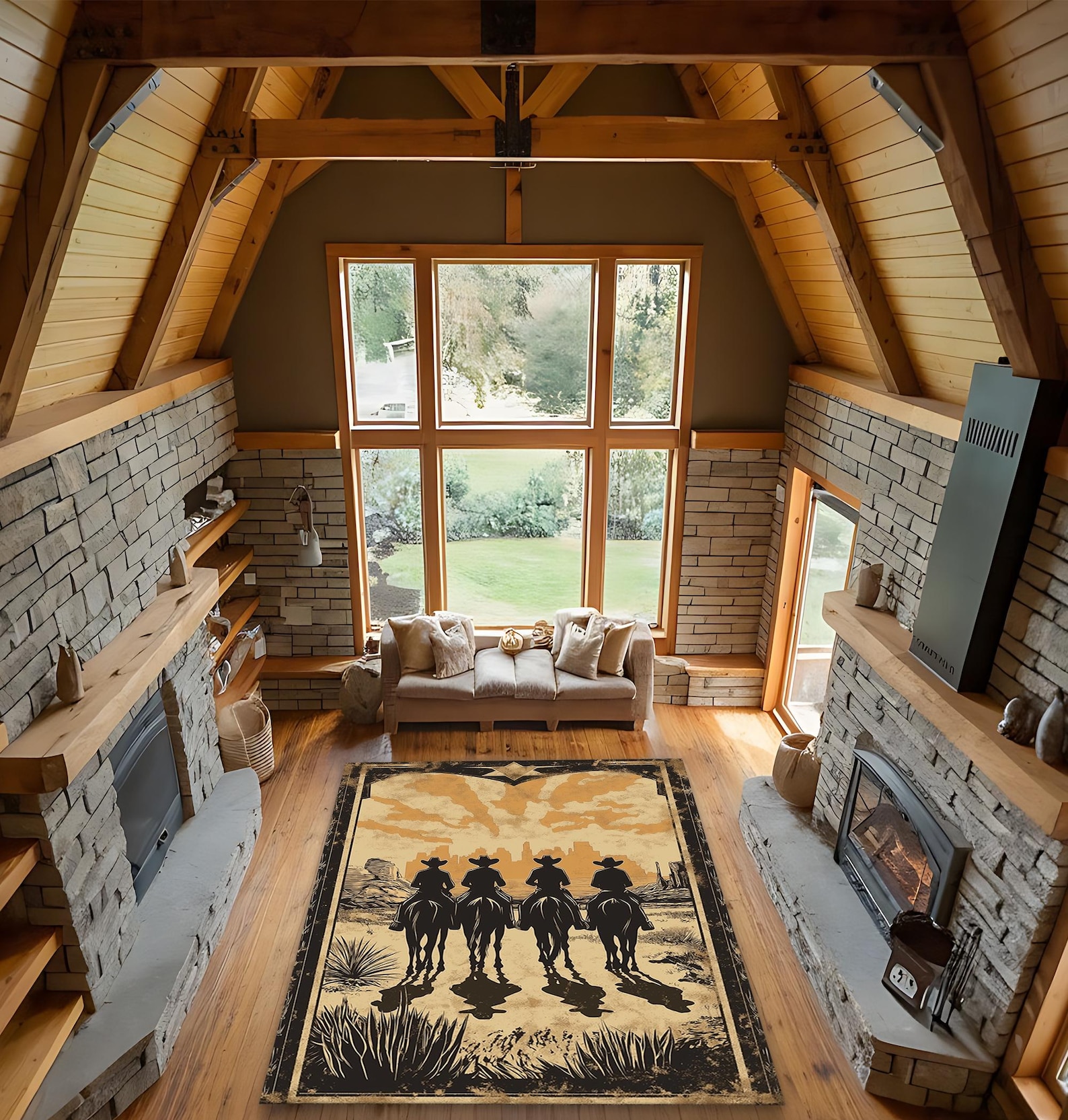 Western Cowboy Rug, Rustic Rug, Country Style Rug, Living Room Carpet ...