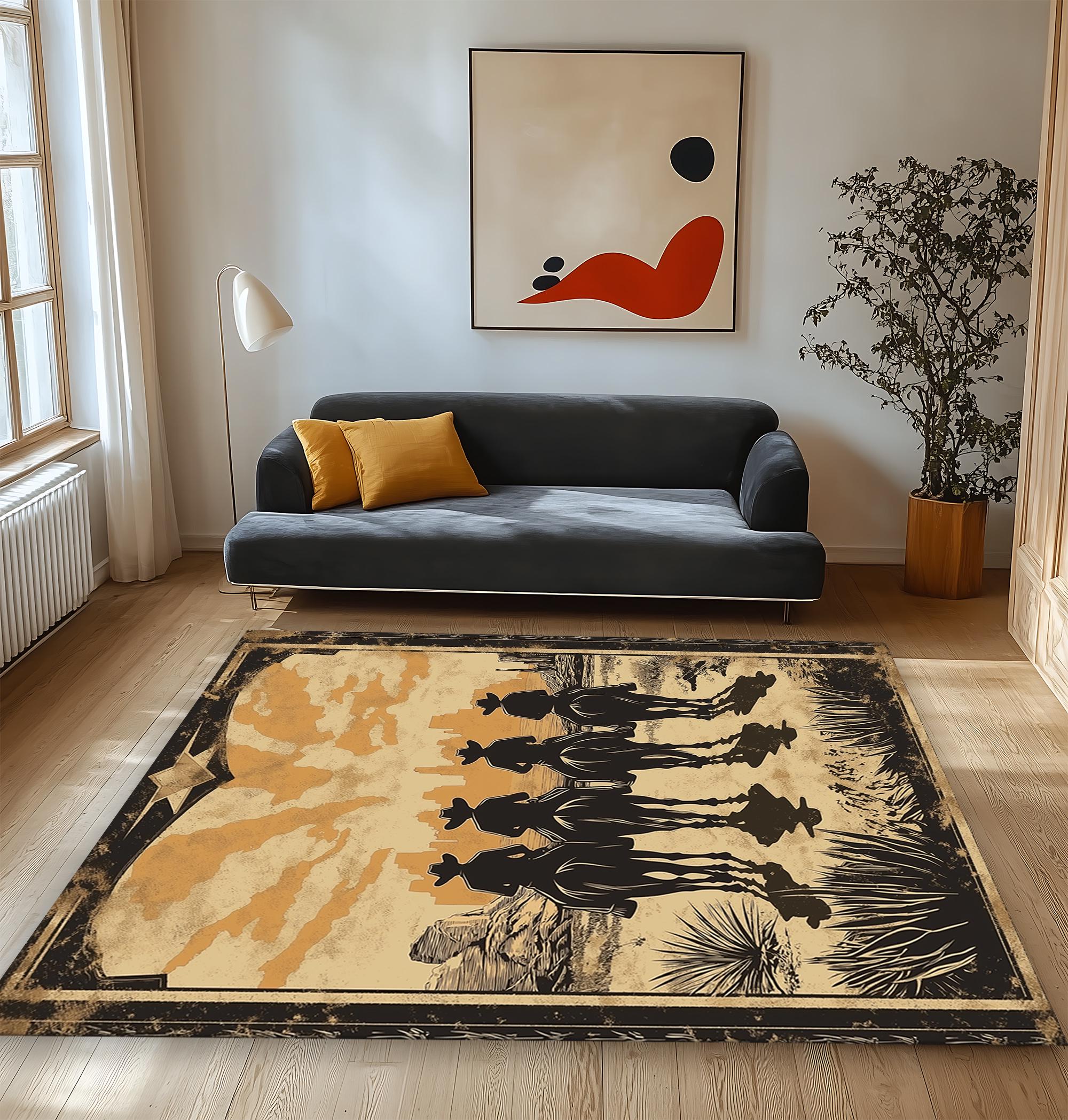 Western Cowboy Rug, Rustic Rug, Country Style Rug, Living Room Carpet ...