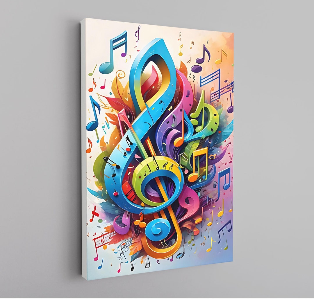 Colorful Music Notes Canvas Art Abstract and Modern Wall Decor, Music ...