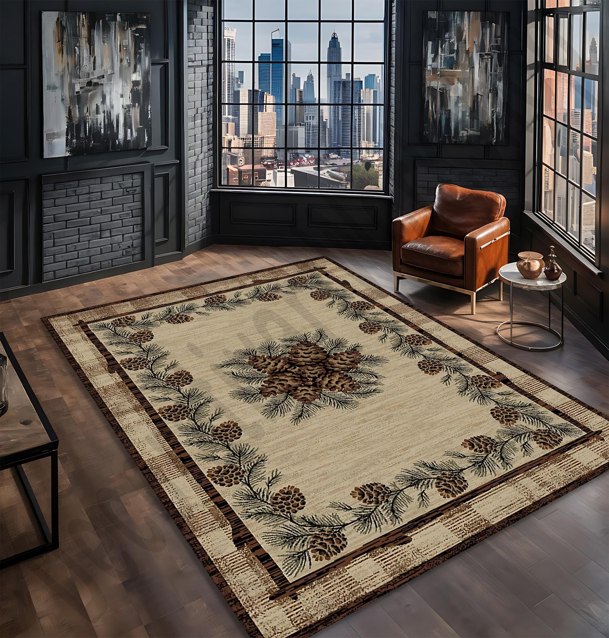 Pinecone Lodge Rug: Rustic Cabin Decor, Forest Pine Design - Etsy