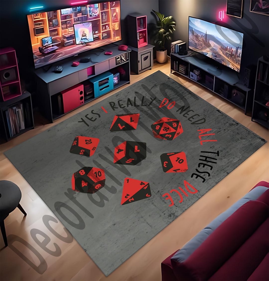 Modern Gaming Dice Rug Geek Style Washable Non Slip Carpet for Living ...