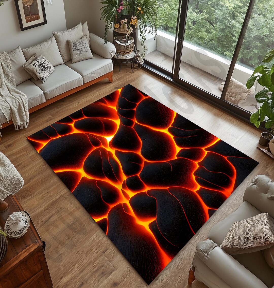 Lava Rug, Hot Lava Rug, Volcano Floor Rug, Lava Design Rug, Lava ...