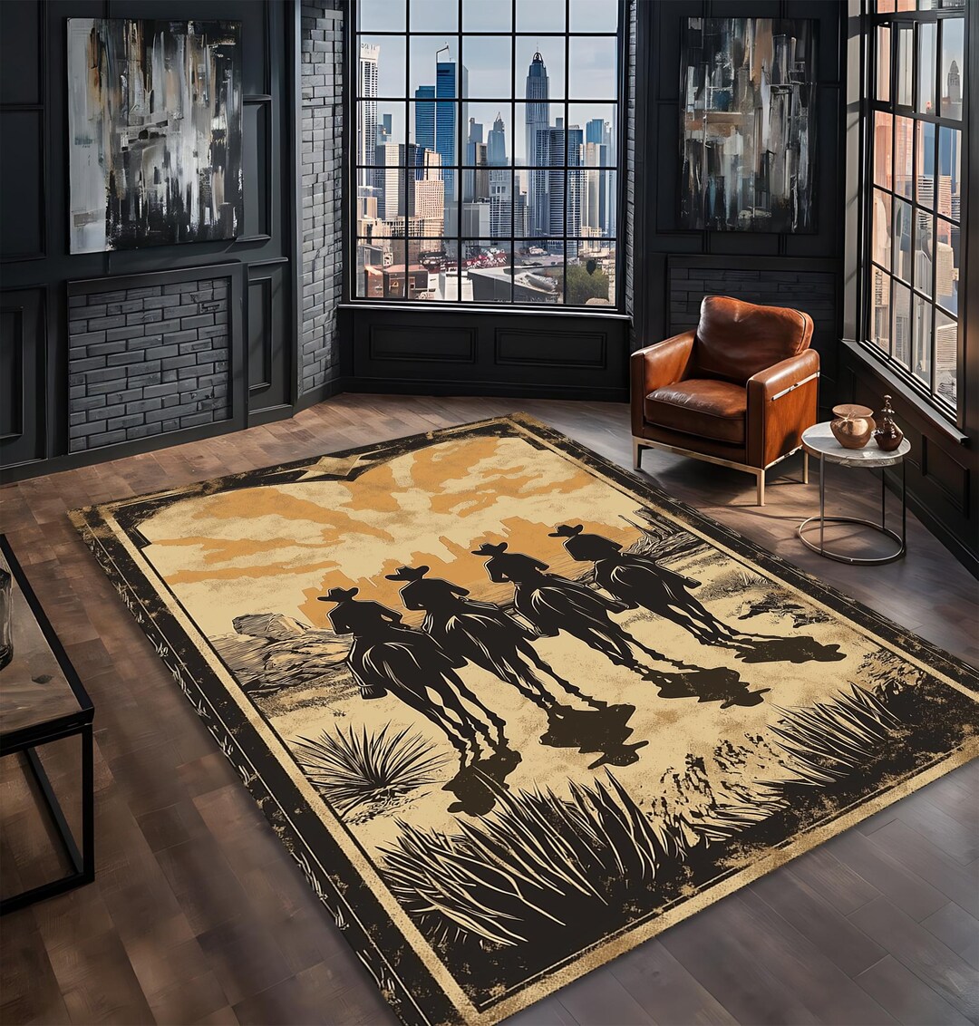 Western Cowboy Rug, Rustic Rug, Country Style Rug, Living Room Carpet ...