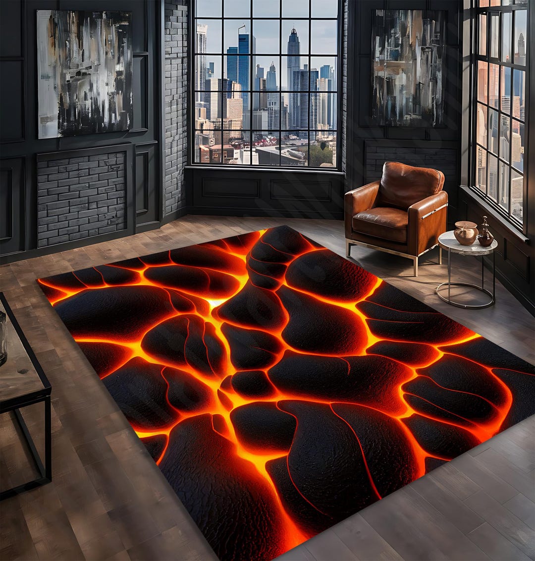 3D Lava Flow Area Rug Modern Abstract Carpet for Mountain Lodge Rustic ...
