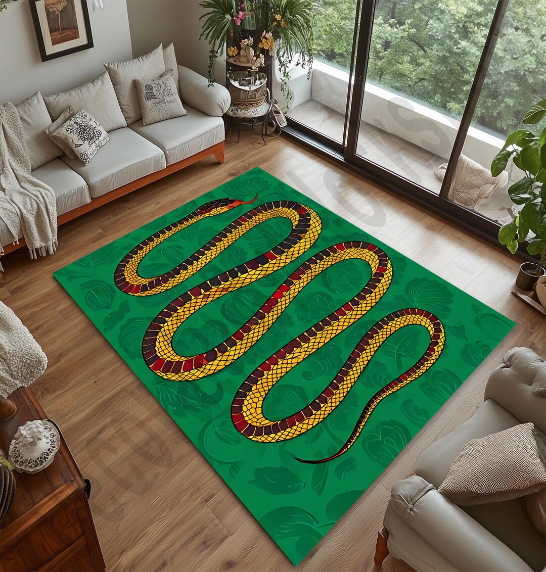 Snake Rug, Green Rug, Snake Pattern Rug, Modern Art Rug, Luxury Decor ...
