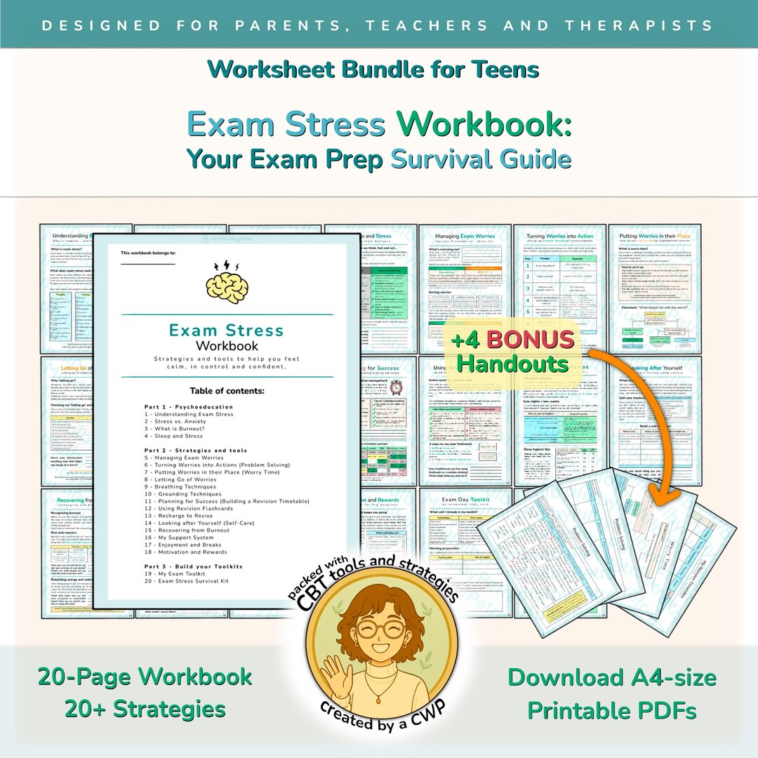Teen Exam Stress Workbook | CBT Revision Strategies (printable PDF) - Etsy
