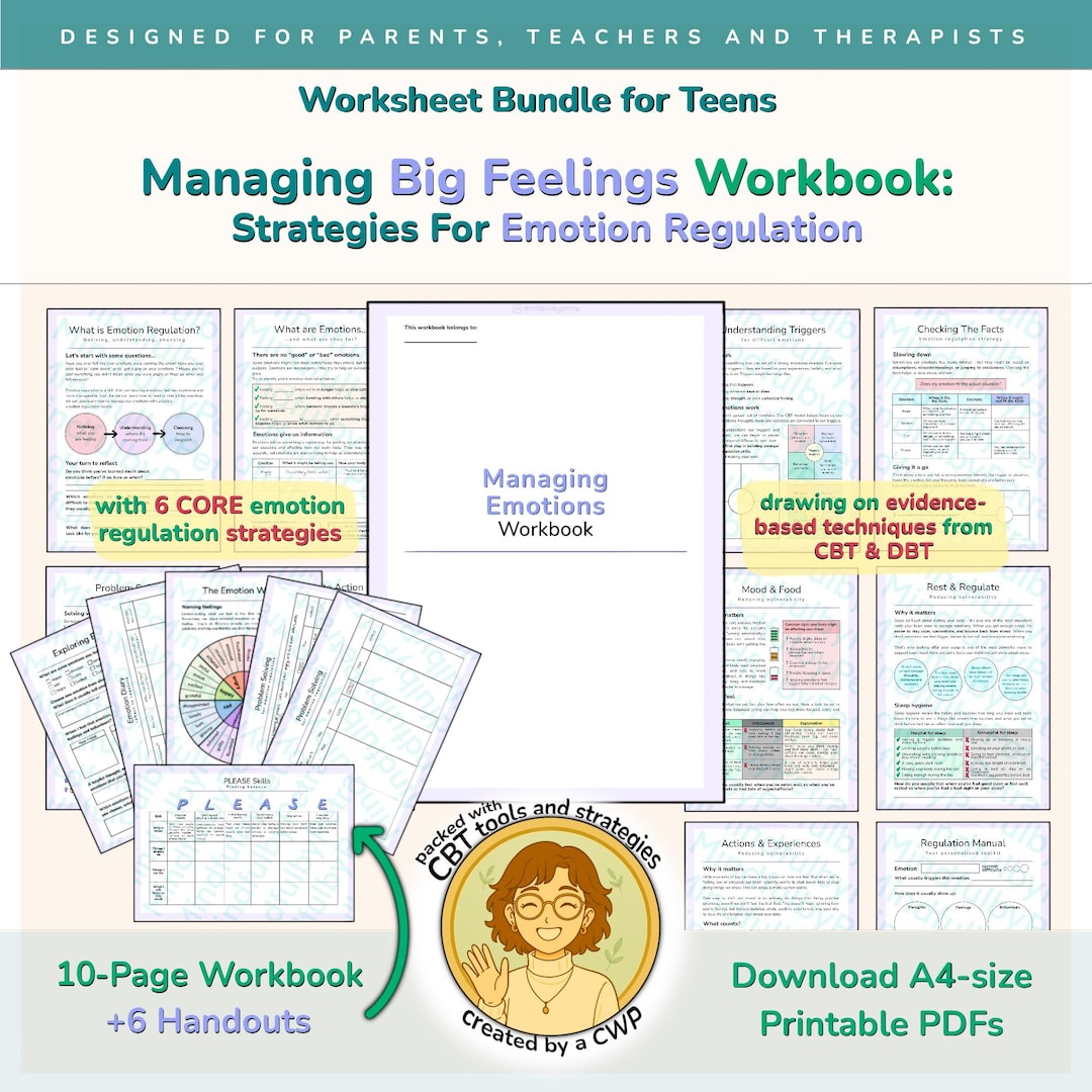Teen Emotion Regulation Workbook | CBT & DBT (printable PDF) - Etsy