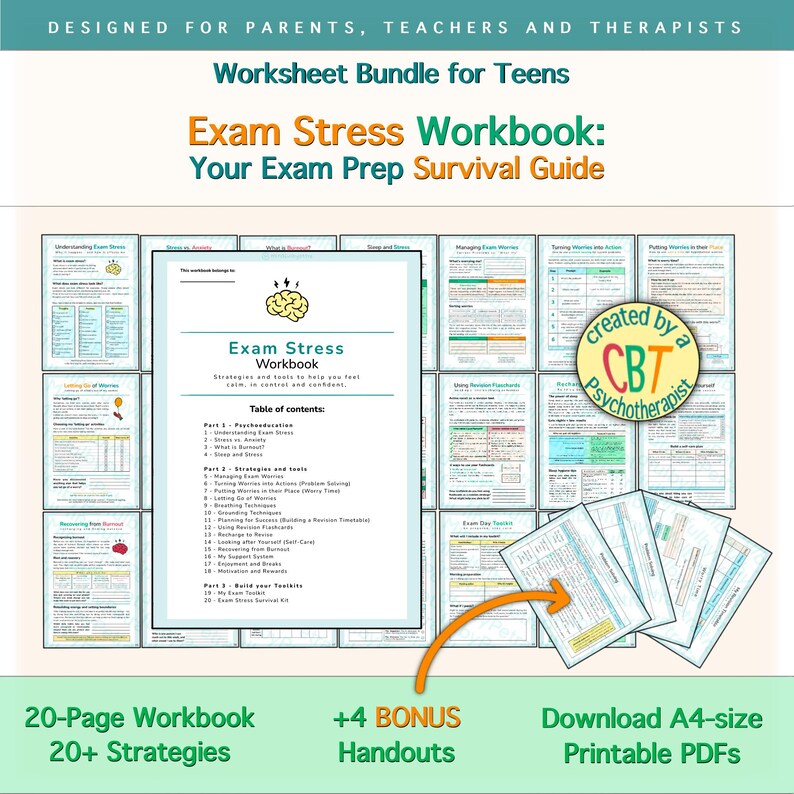CBT Exam Stress Workbook for Teens - Etsy