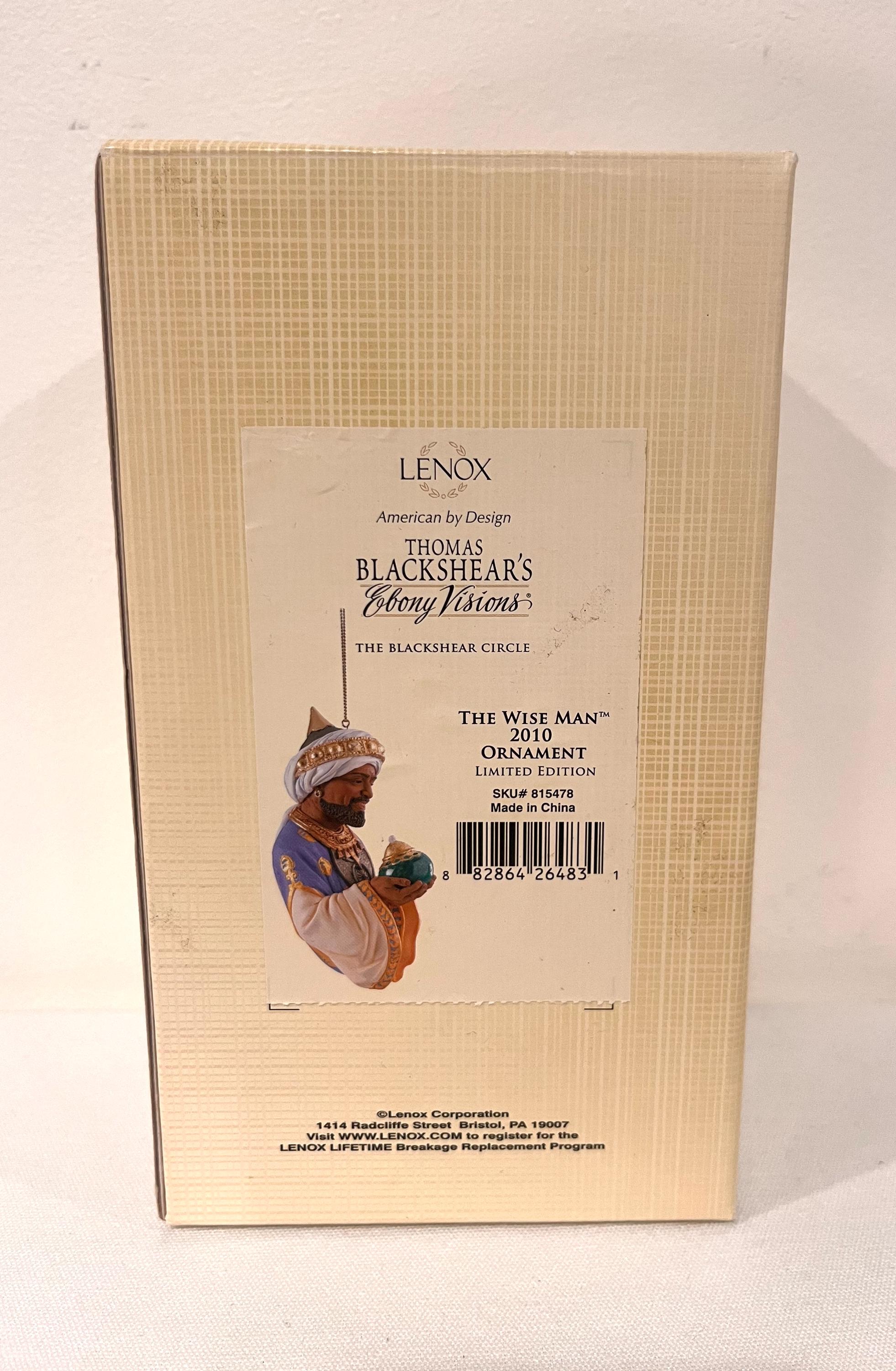 Lenox Thomas Blackshear Ebony Visions 2010 the Wise Man Ornament- New ...
