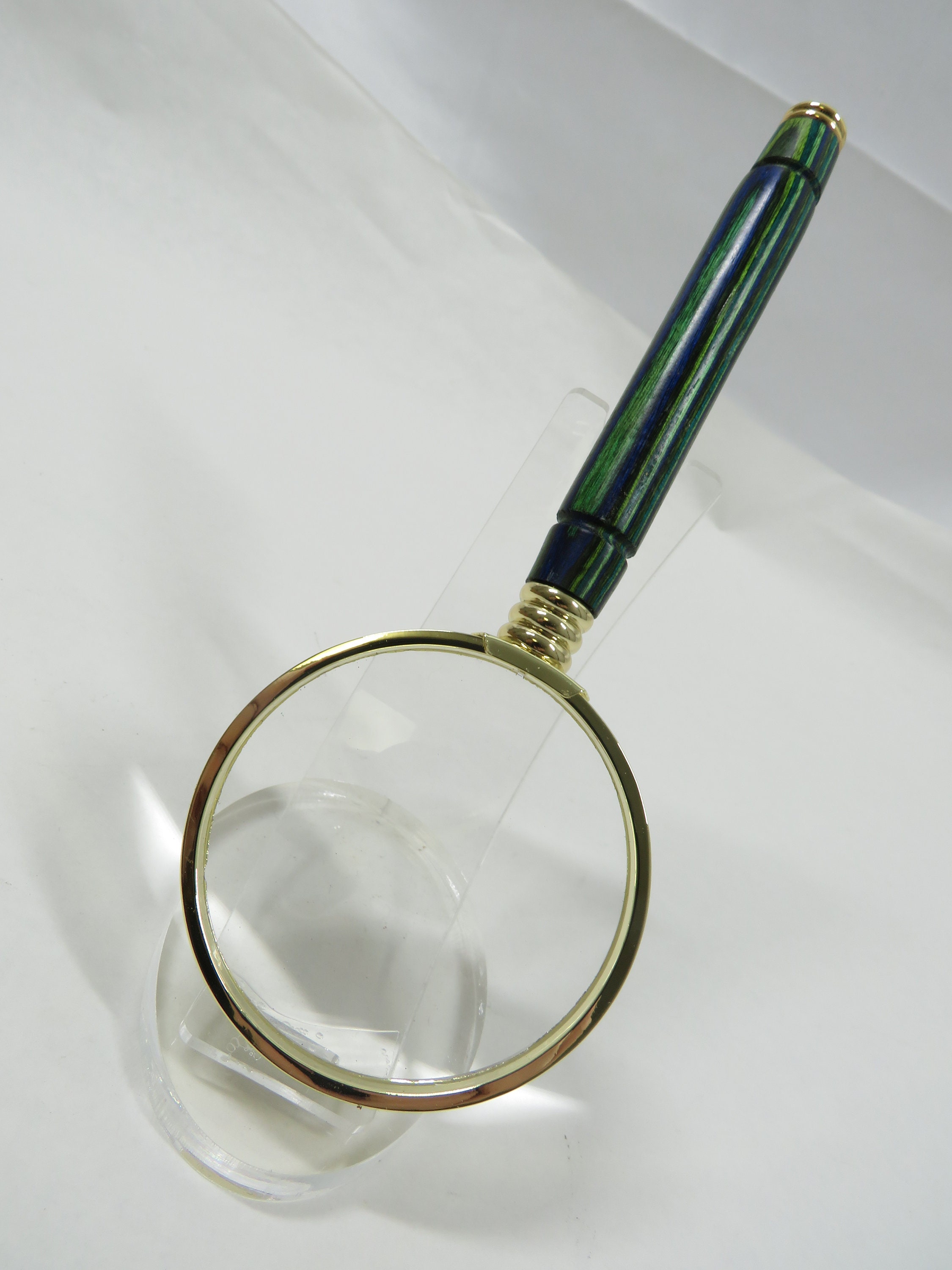 Magnifying Glass Hand Turned Green Wood Handle | Etsy