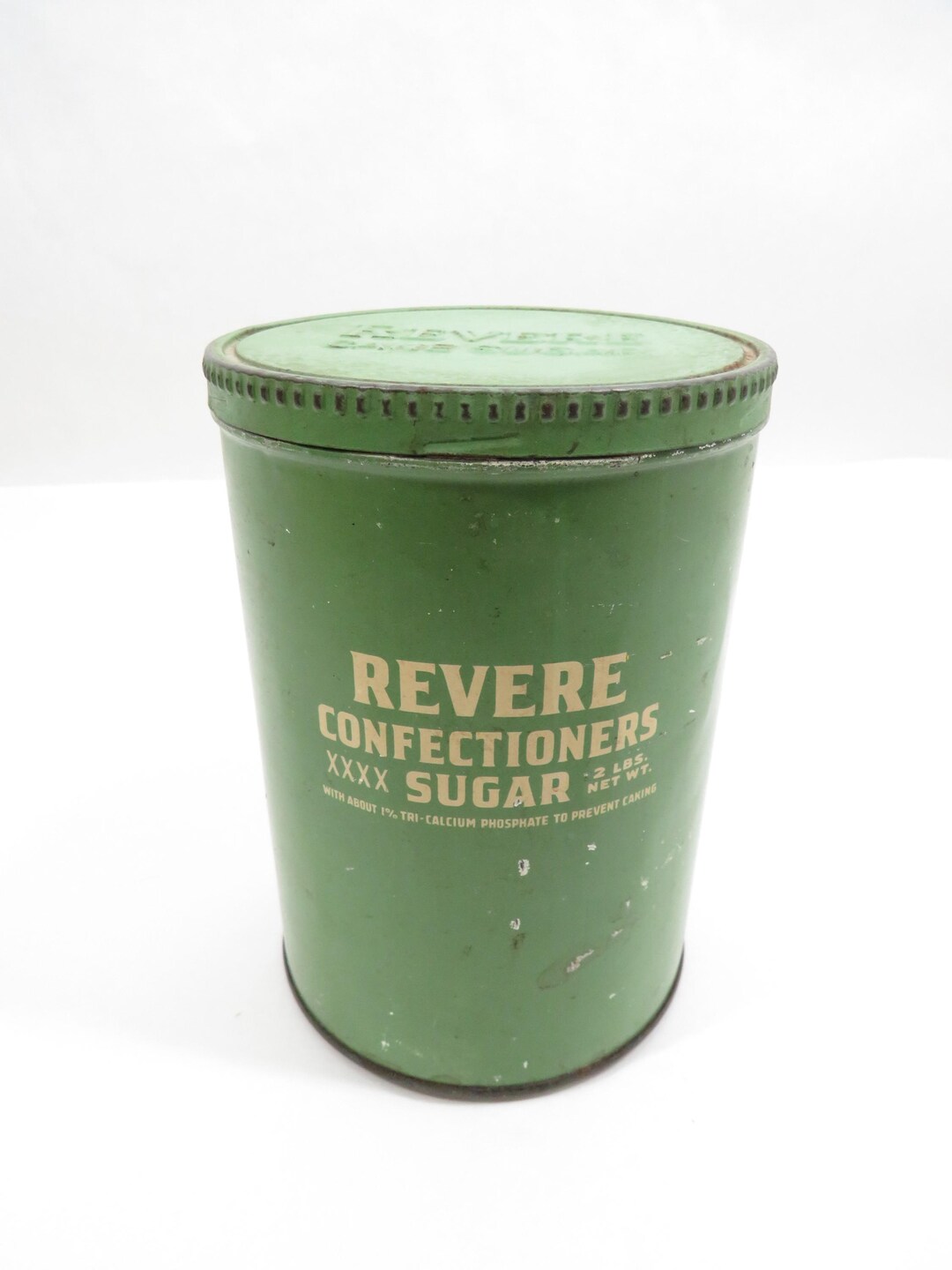 Storage Sugar Tin Revere Confectioners Sugar Green Vintage Collectible ...