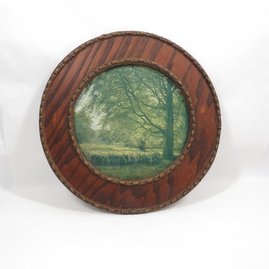 Round Wood Picture Frame Antique Home Decoration - Etsy