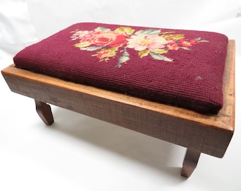 Foot Stool Embroidered Top Vintage - Etsy