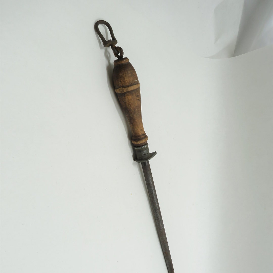 Honing Rod Wood Steel Antique Tool - Etsy