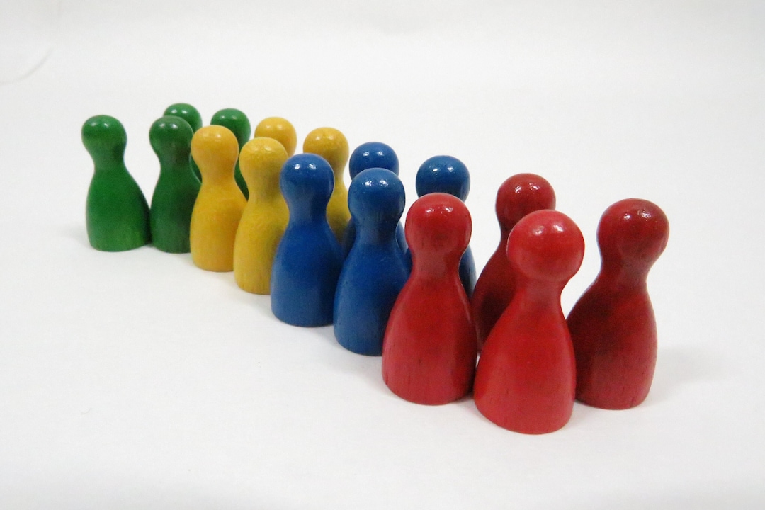 16 Game Pawns Wood Pieces NOS Vintage Multi Color - Etsy