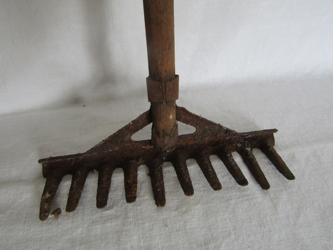 Garden Rake Child's Vintage Wood Metal | Etsy