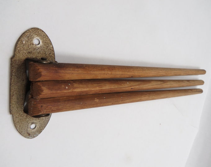 Storage Towel Rack Swing Arm Wood and Metal Vintage Home - Etsy