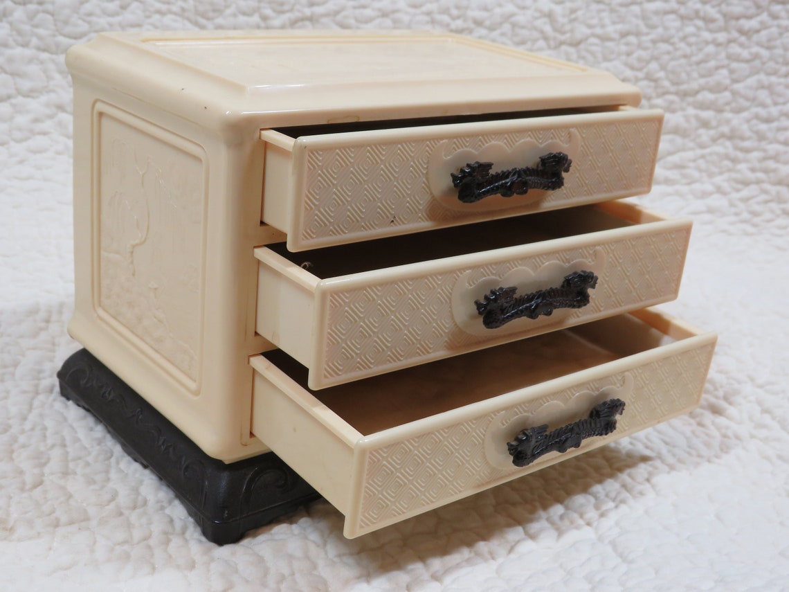 Celluloid Jewelry Box with Drawers Vintage | Etsy