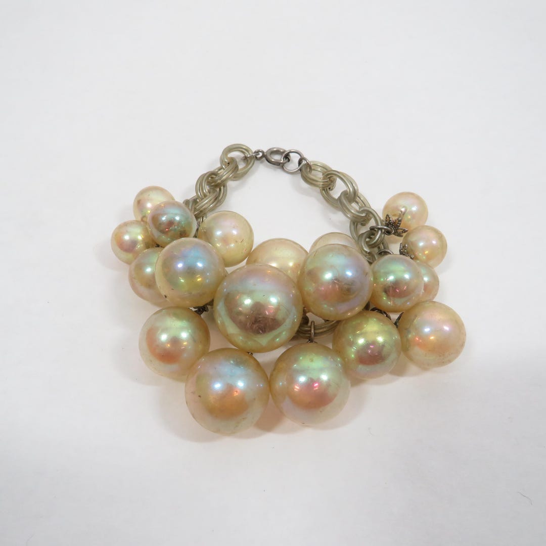 Art Deco Bracelet Soap Bubble Dangle on Celluloid Chain Vintage ...