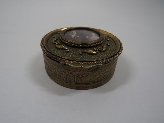 Trinket Box Brass Bronze French Vintage Item cottage … - Gem