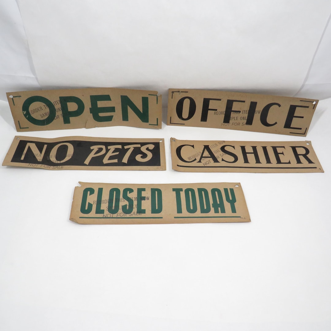 5 Cardboard Signs Mcm Vintage Collectible - Etsy