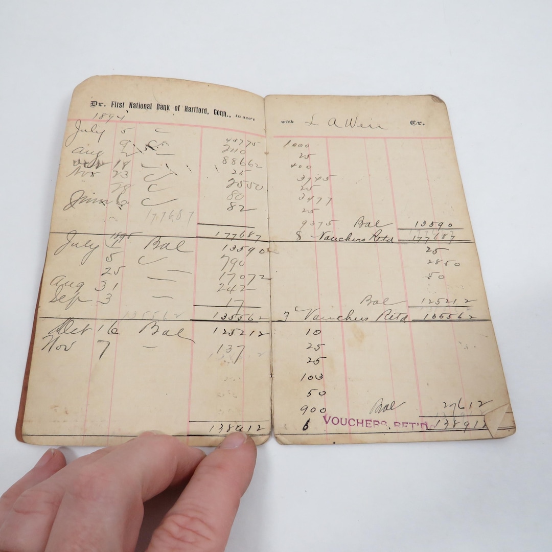 Bank Ledger Book Savings Account Antique 1894 Through 1900 Handwritten ...