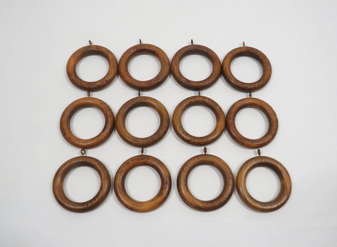 13 Wood Drapery Rings Vintage Collectible - Etsy