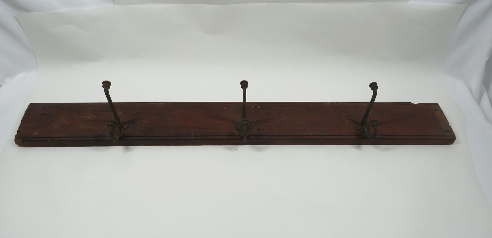 3 Hook Rack Wood Metal Vintage - Etsy