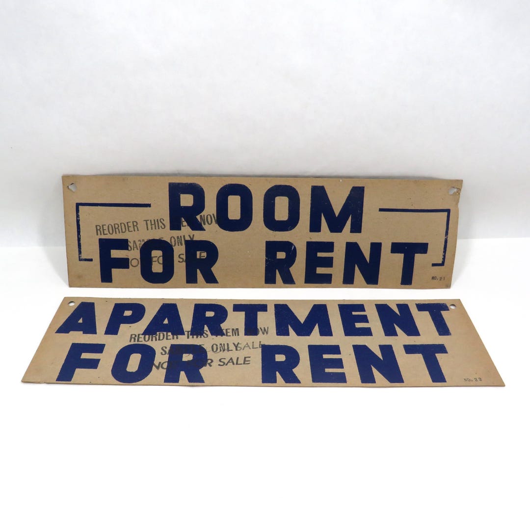 2 Cardboard Signs Mcm Apartment / Room for Rent Vintage - Etsy