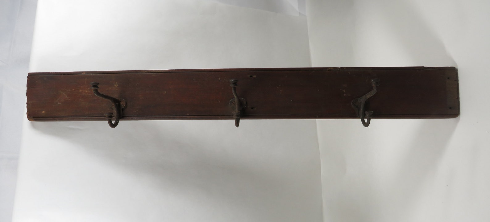 3 Hook Rack Wood Metal Vintage - Etsy