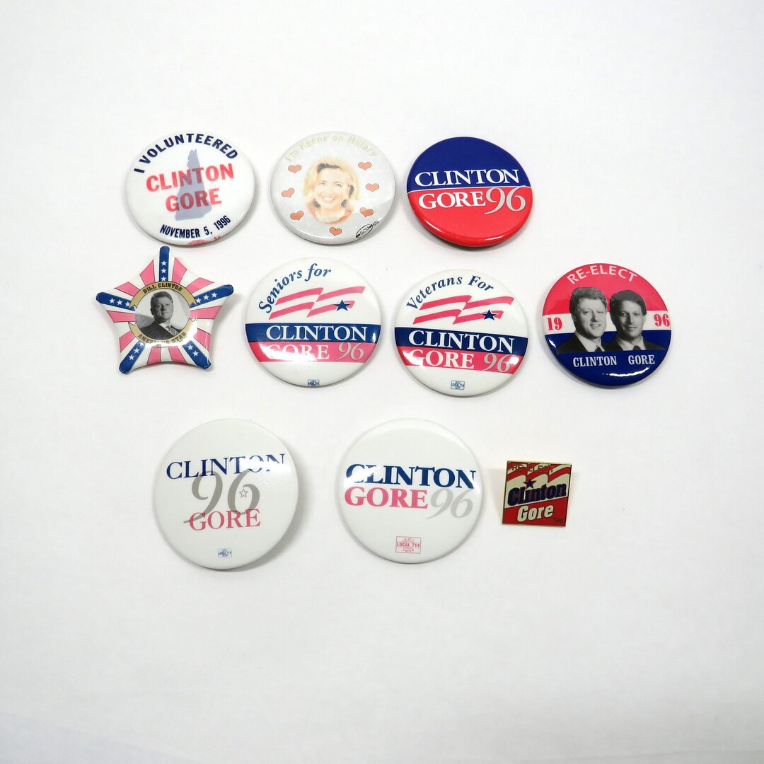 10 Clinton Gore 1996 Political Pins Vintage - Etsy