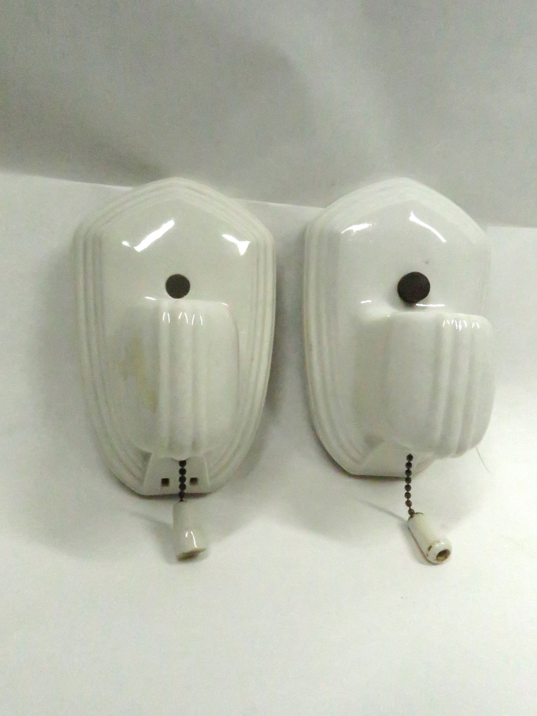 2 Sconces Porcelain Lights Matching Need Rewiring Vintage - Etsy