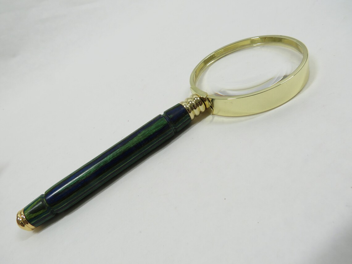 Magnifying Glass Hand Turned Green Wood Handle | Etsy