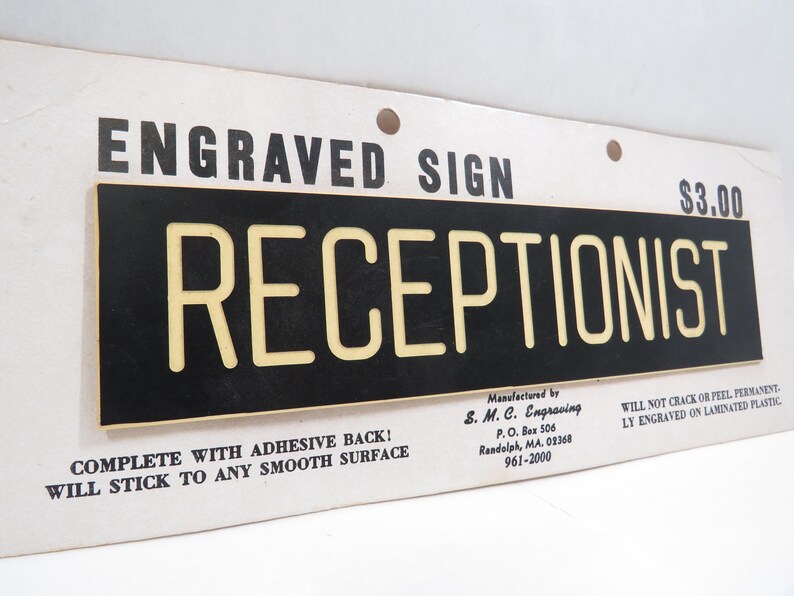 Receptionist Engraved Sign Nos Vintage Collectible - Etsy