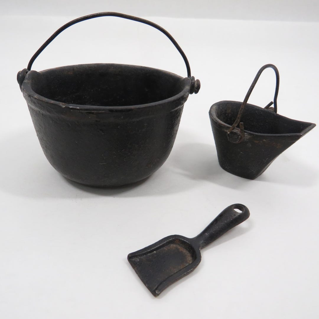 3 Miniature Cast Iron Bucket Pail Shovel Vintage Collectible - Etsy