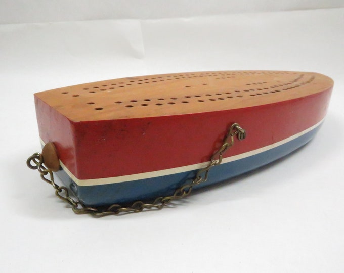 Cribbage Board Boat Wood Vintage - Etsy