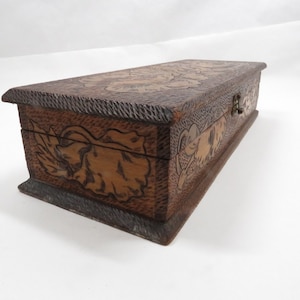 Flemish Art Pyrography Box Floral Design Vintage - Etsy