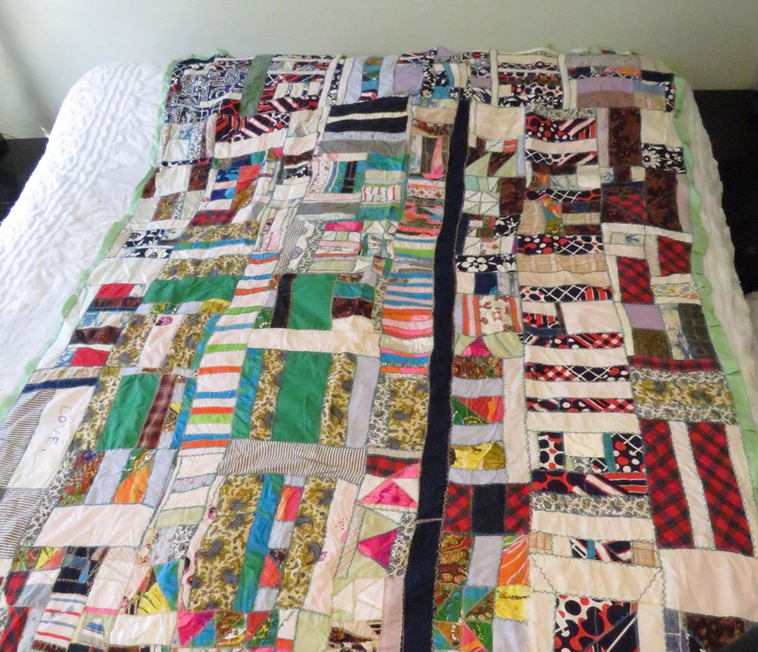 Crazy Quilt Mid Century 85" X 60" Vintage Bedding - Etsy