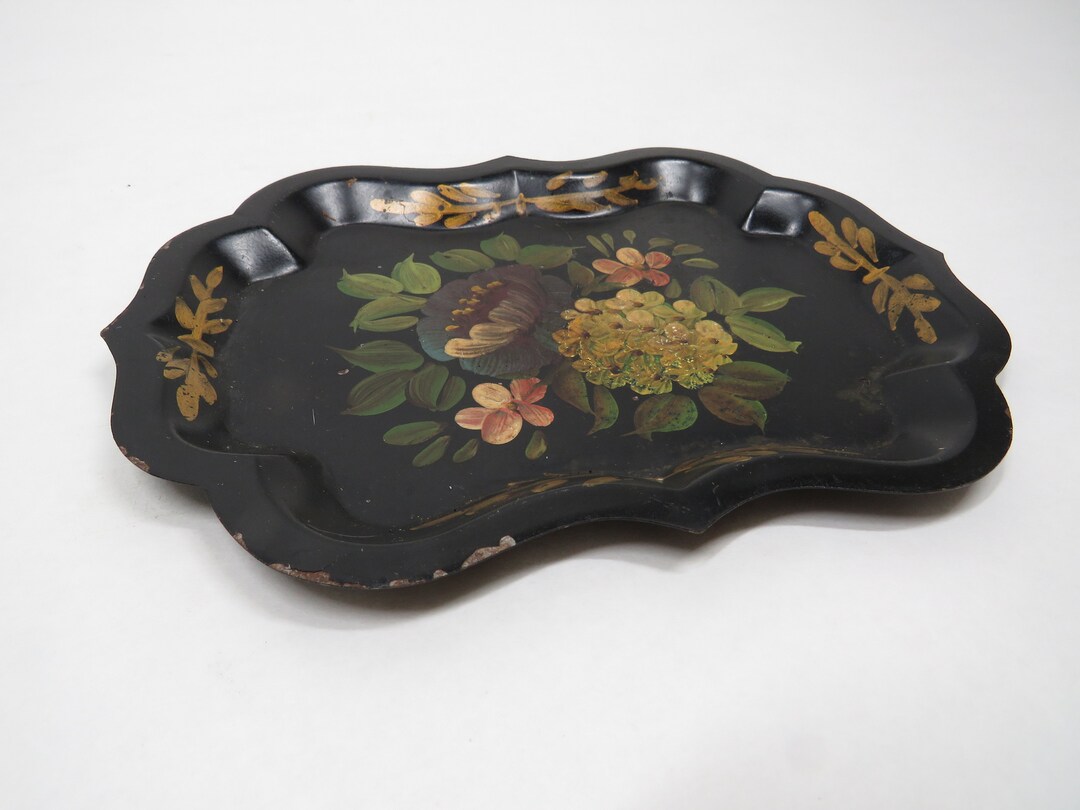 Tole Painted Tray Vintage Collectible - Etsy