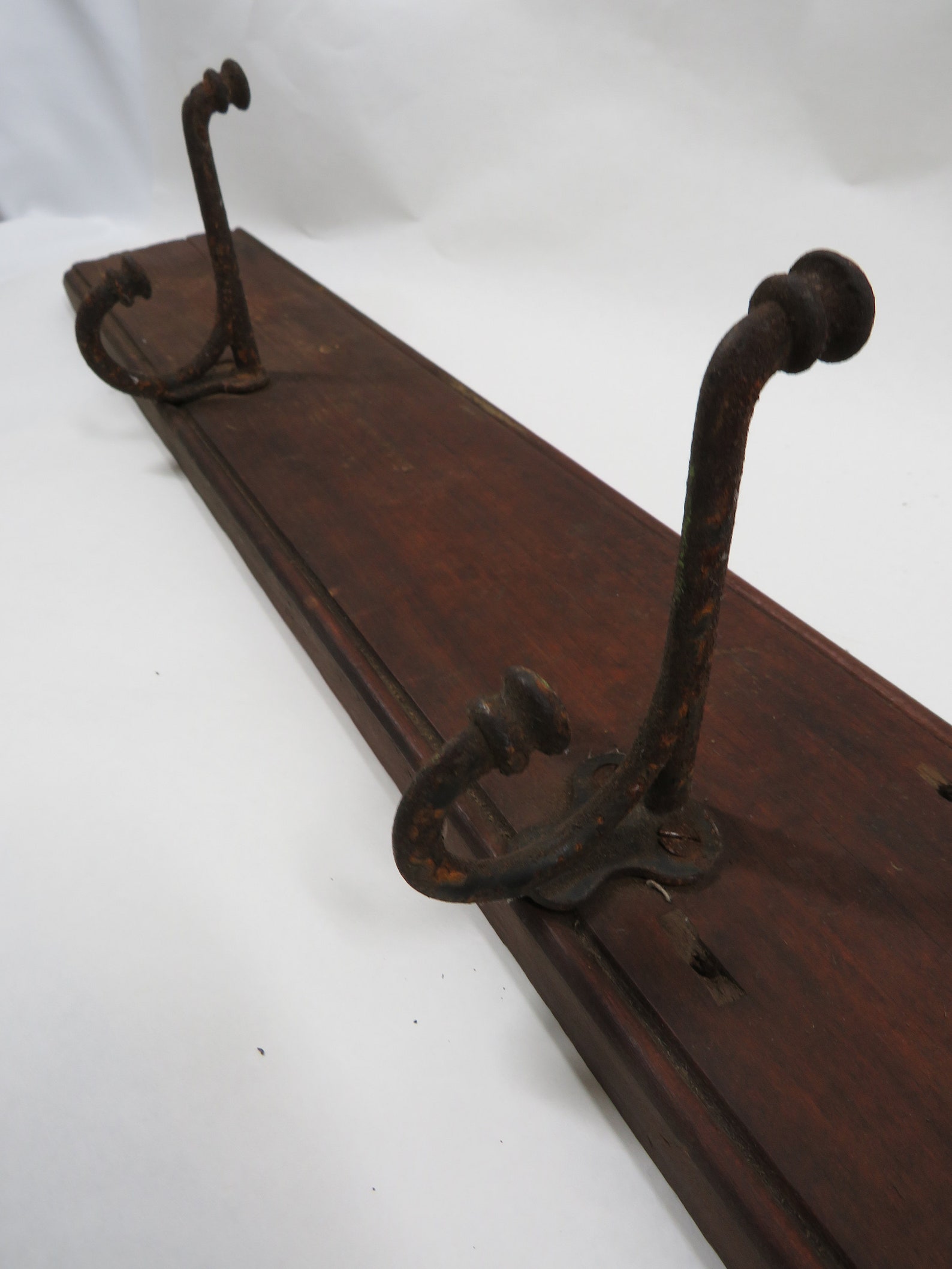 3 Hook Rack Wood Metal Vintage - Etsy