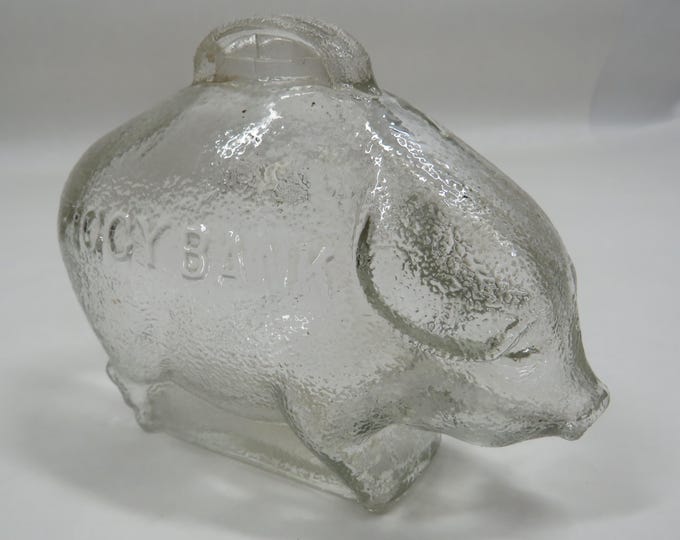 Glass Piggy Bank Mid Century Vintage Collectible - Etsy