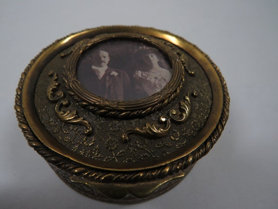Trinket Box Brass Bronze French Vintage Item cottage … - Gem