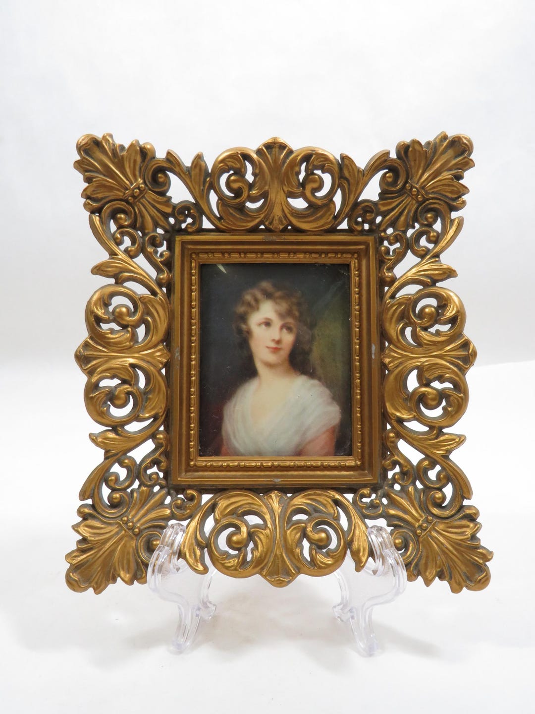 Cameo Picture Ornate Frame Unknown Girl Antonio Alessandria Vintage ...