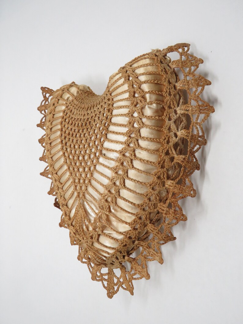 Heart Cushion Lace Satin Vintage - Etsy
