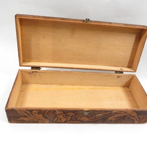 Flemish Art Pyrography Box Floral Design Vintage - Etsy