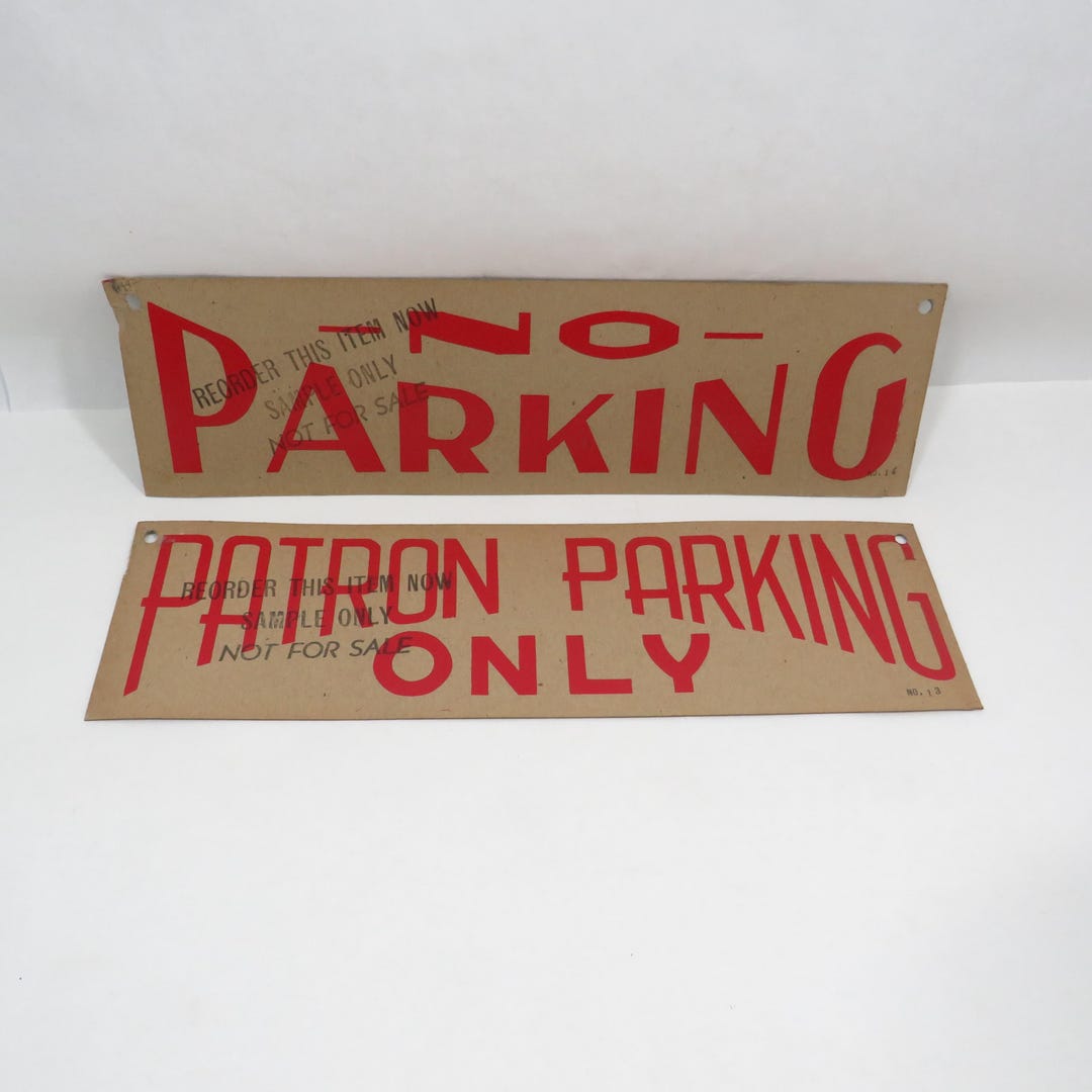 2 Cardboard Signs Mcm Patron Parking / No Parking Vintage - Etsy